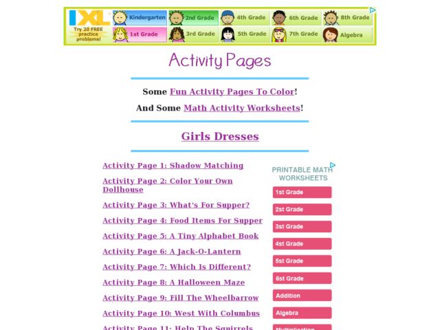 Activity Pages Activity for All Grades | Lesson Planet