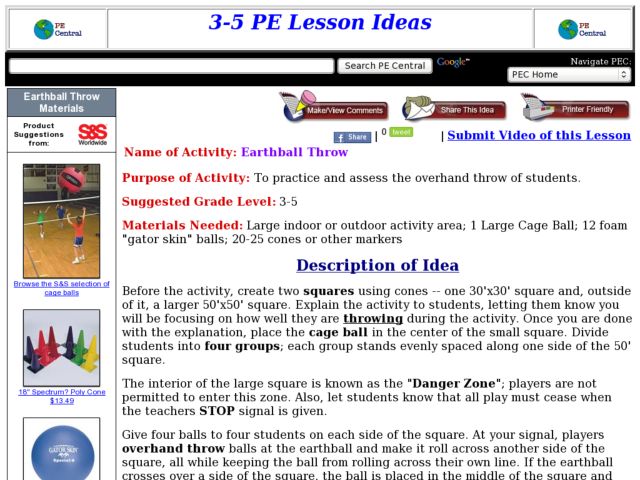Earthball Throw Lesson Plan for 3rd - 5th Grade | Lesson Planet